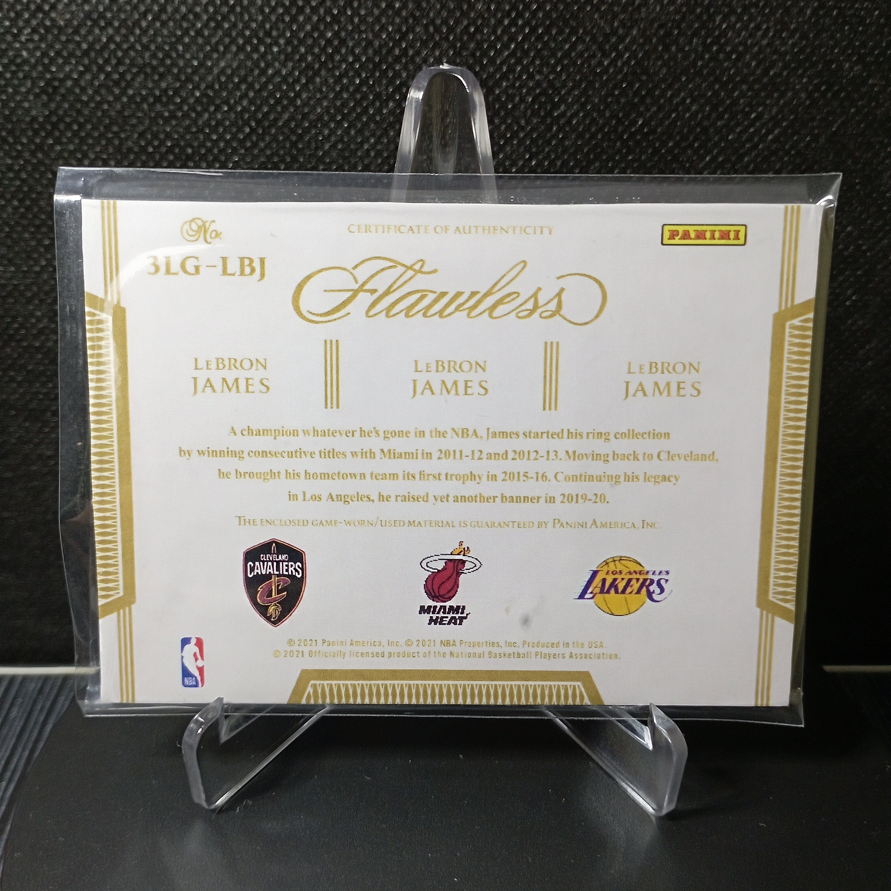 2020-21 Custom Basketball Card Panini Flawless Triple Logoman 3LG-LBJ ...