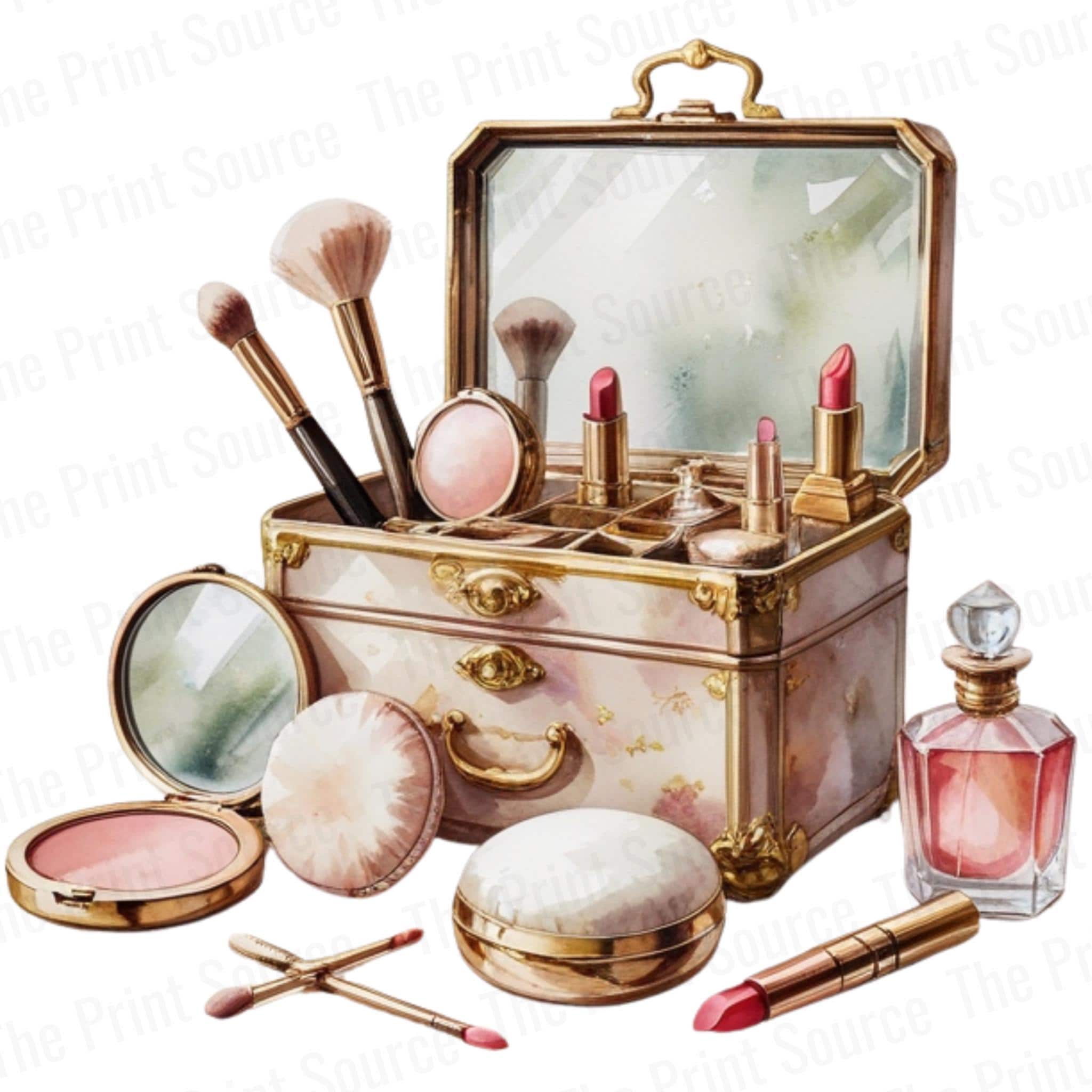 Vintage Makeup Watercolor PNG Clipart | Beauty Digital Art | Retro ...