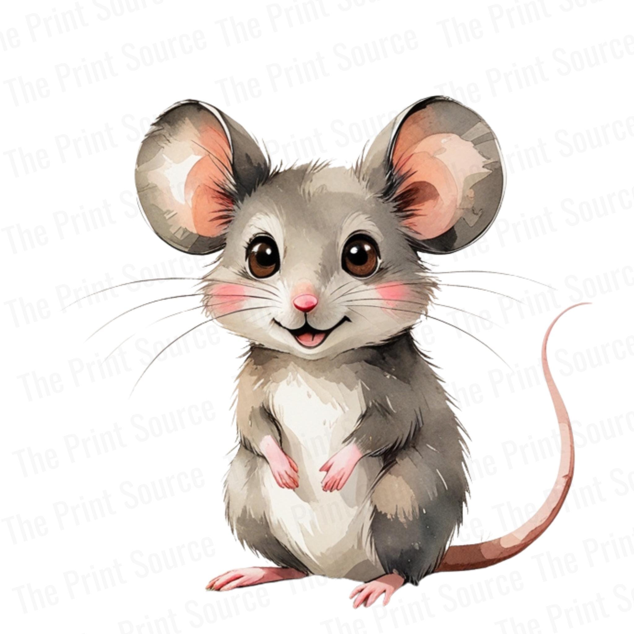 Watercolor Cute Mouse PNG, Whimsical Rodent Illustration, Kids Animal ...