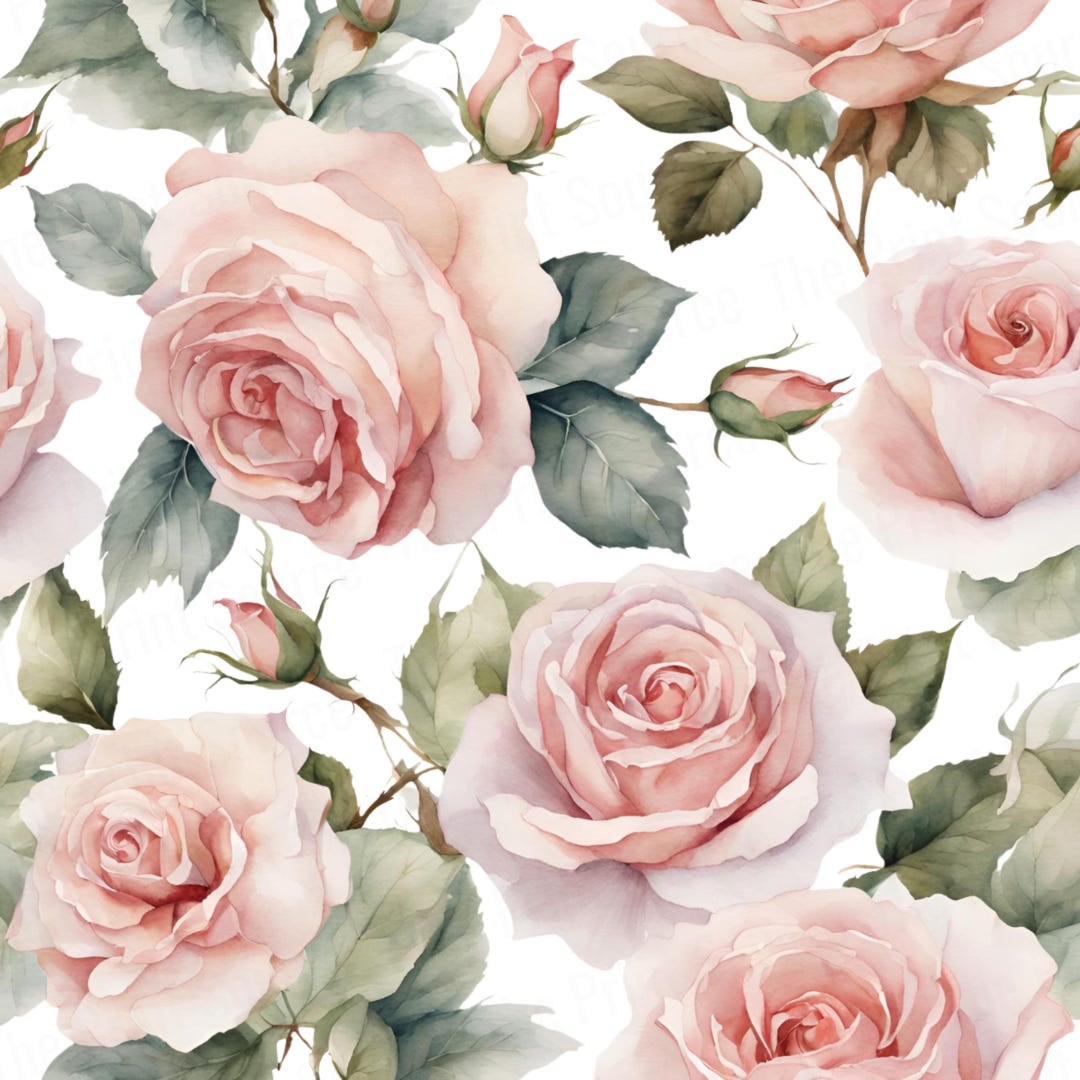 Soft Pink Watercolor Roses PNG, Pastel Floral Clipart for DIY ...