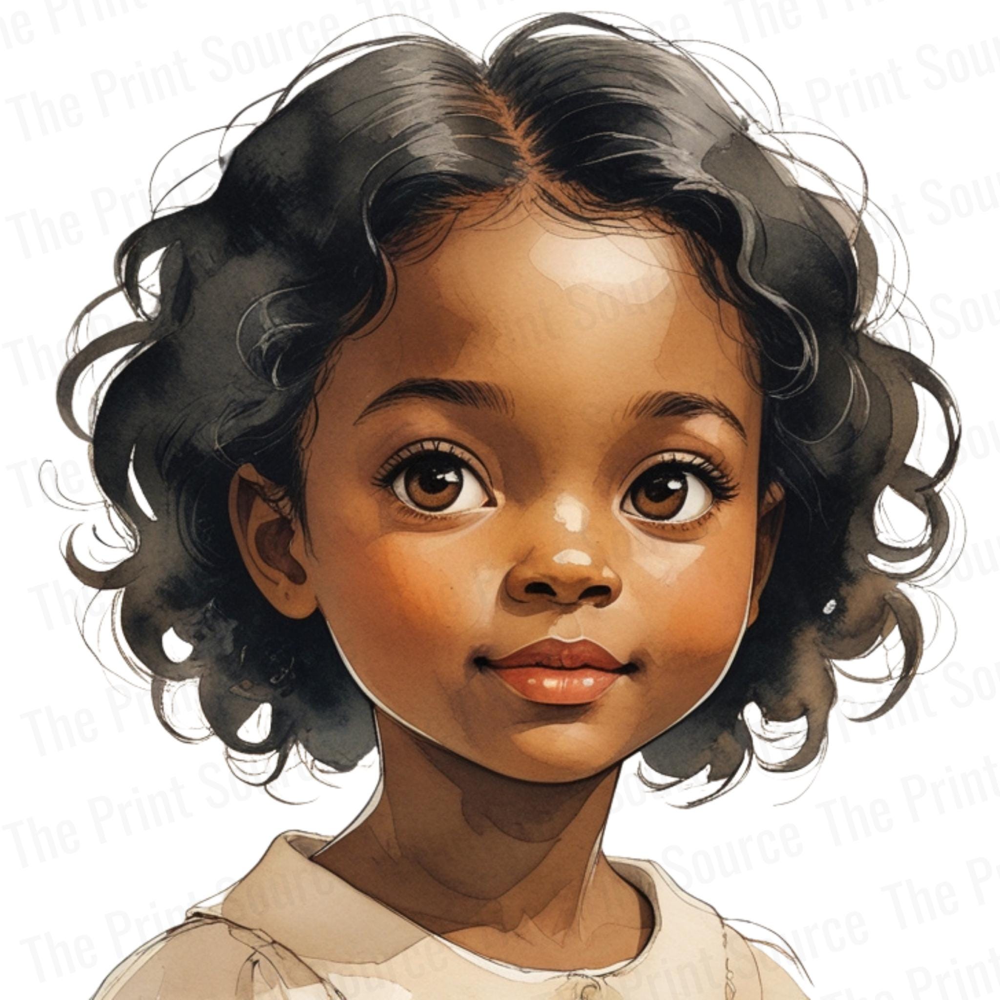 Little Girl Watercolor Portrait PNG | Cute Digital Art | Kids ...