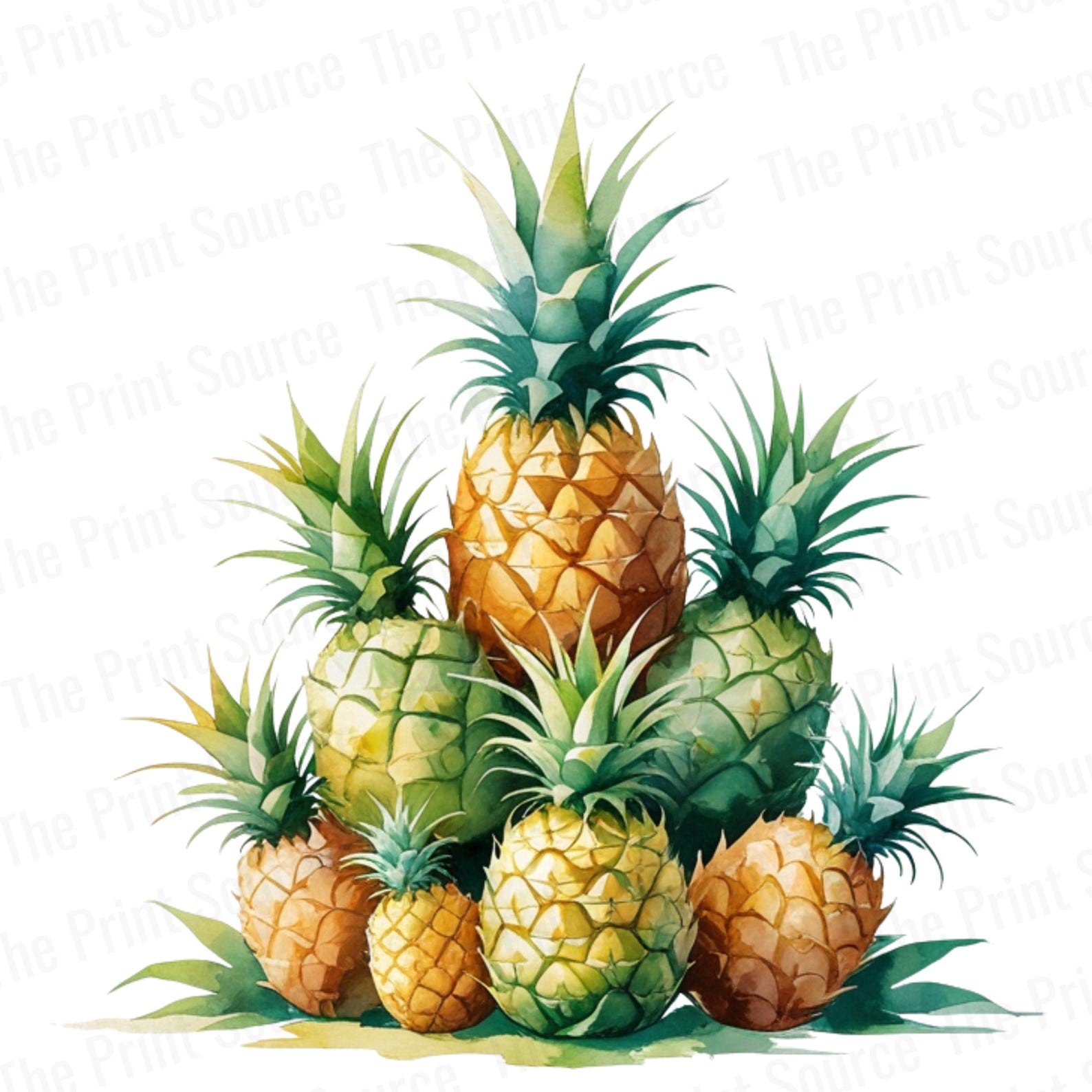 Tropical Pineapple Watercolor PNG Clipart | Vibrant Digital Art | Fruit ...