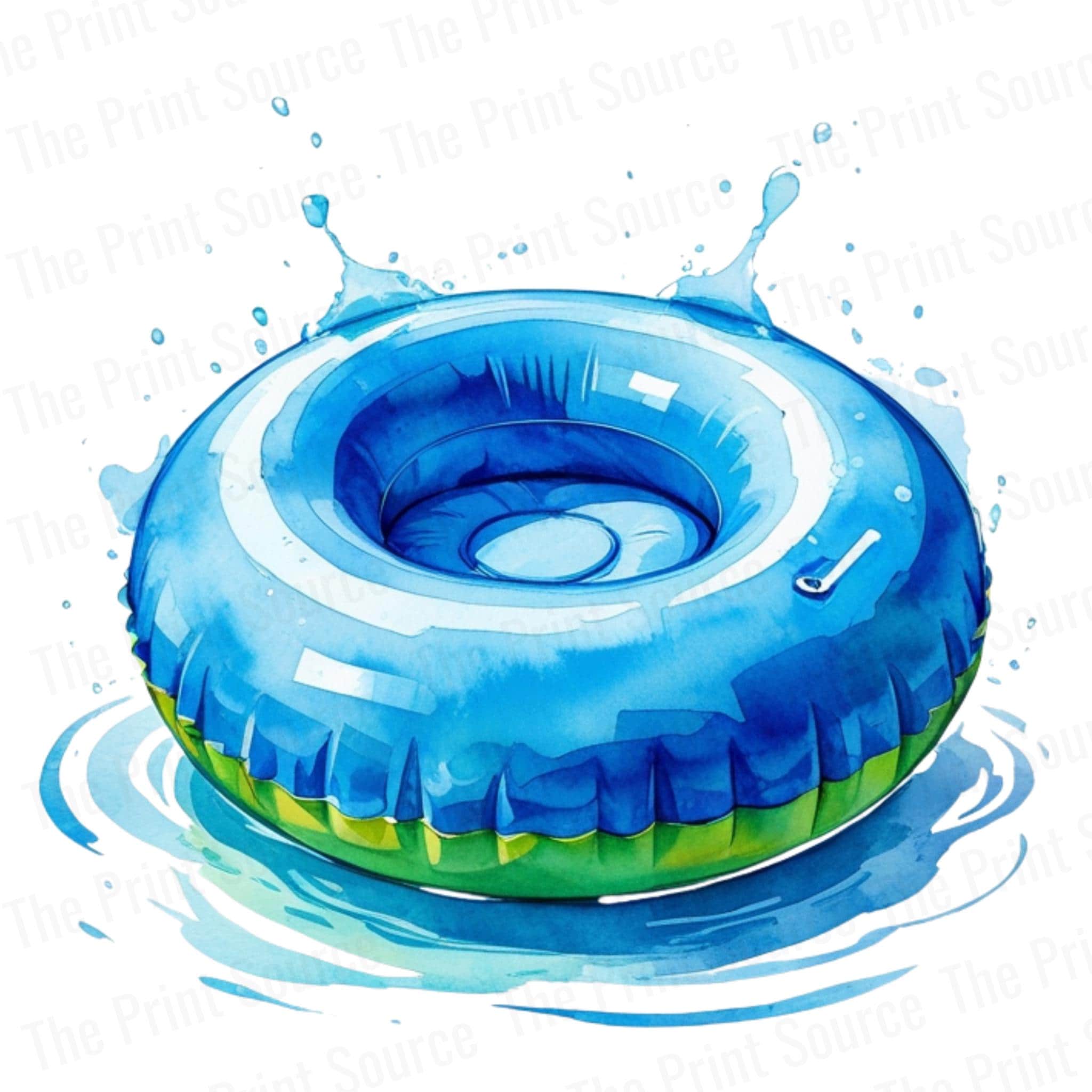 Watercolor Inflatable Pool Tube PNG, Summer Beach Clipart, Blue Water ...