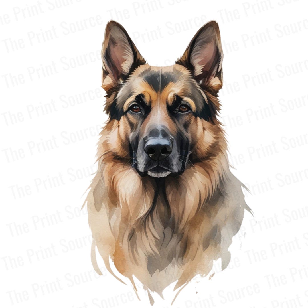 German Shepherd Watercolor PNG Clipart | Digital Dog Art | Pet Portrait ...