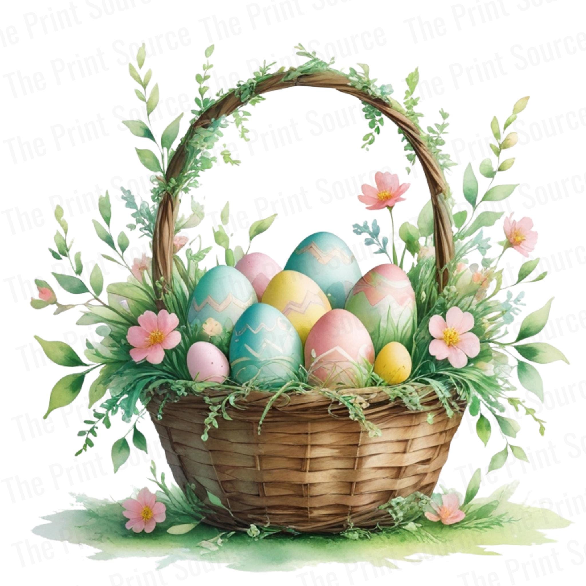 Watercolor Easter Basket Clipart PNG | Spring Holiday Egg Basket ...