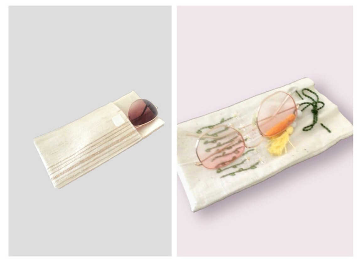 Handmade Glasses Case Linen, Linen Sunglasses Case , Hand Embroidery ...