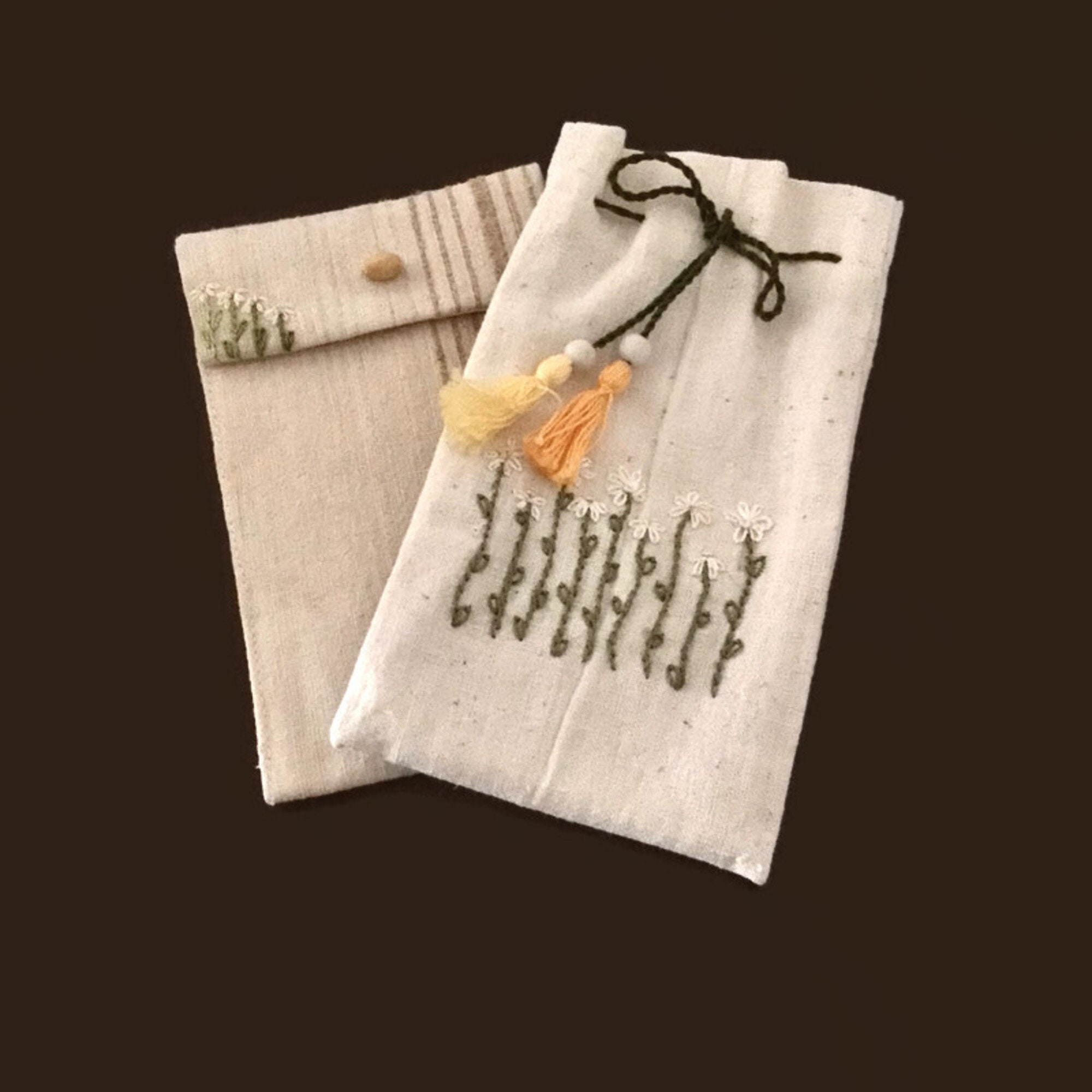 Handmade Glasses Case Linen, Linen Sunglasses Case , Hand Embroidery ...