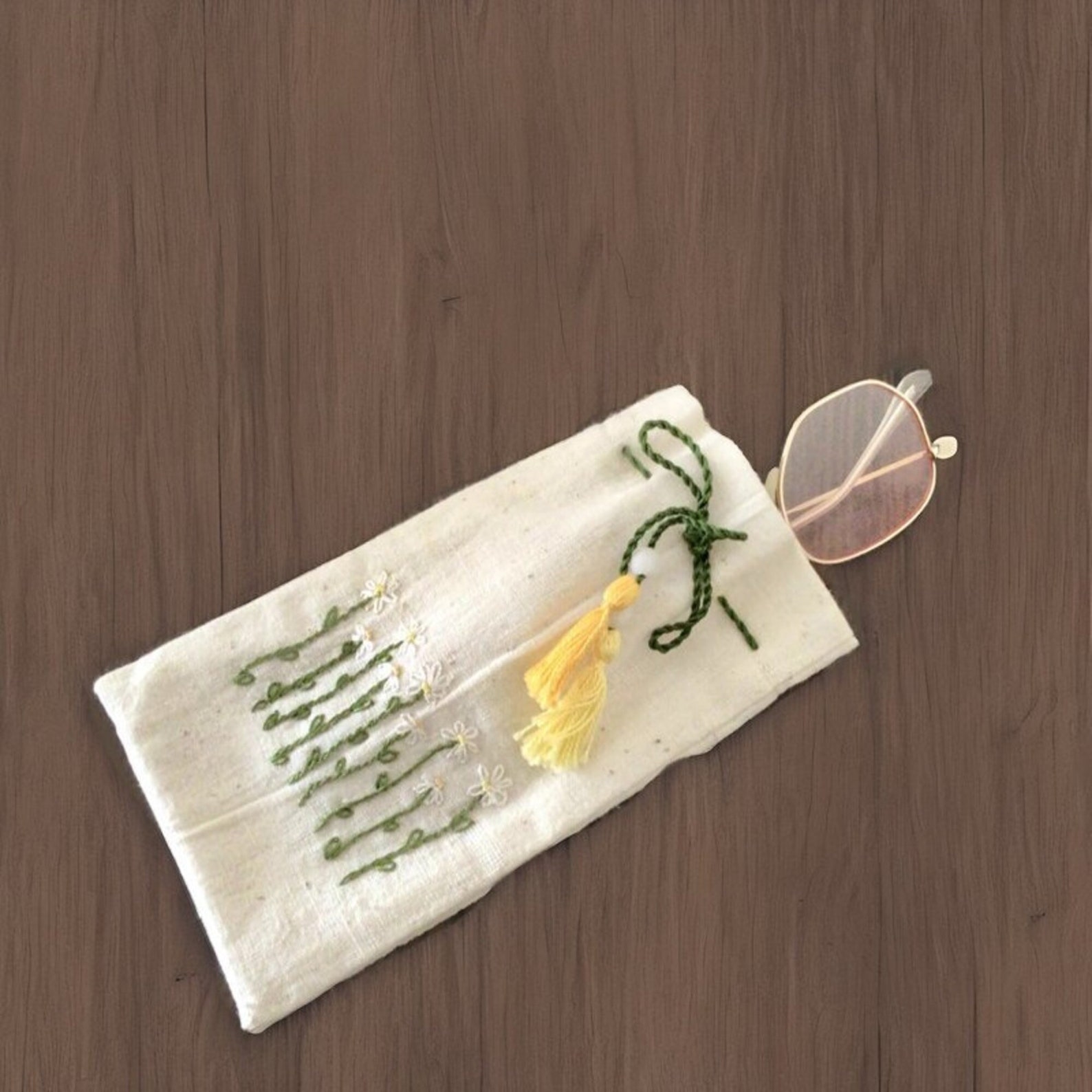 Handmade Glasses Case Linen, Linen Sunglasses Case , Hand Embroidery ...