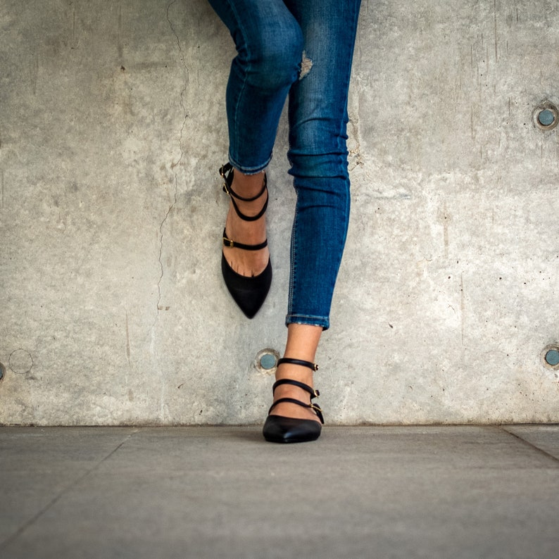 Black Leather Ballet Flat handcrafted Premium Women Shoes - Etsy