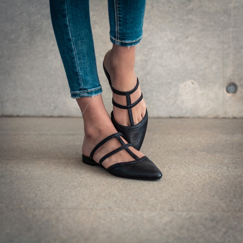 Black Leather Ballet Flat handcrafted Premium Women Shoes - Etsy