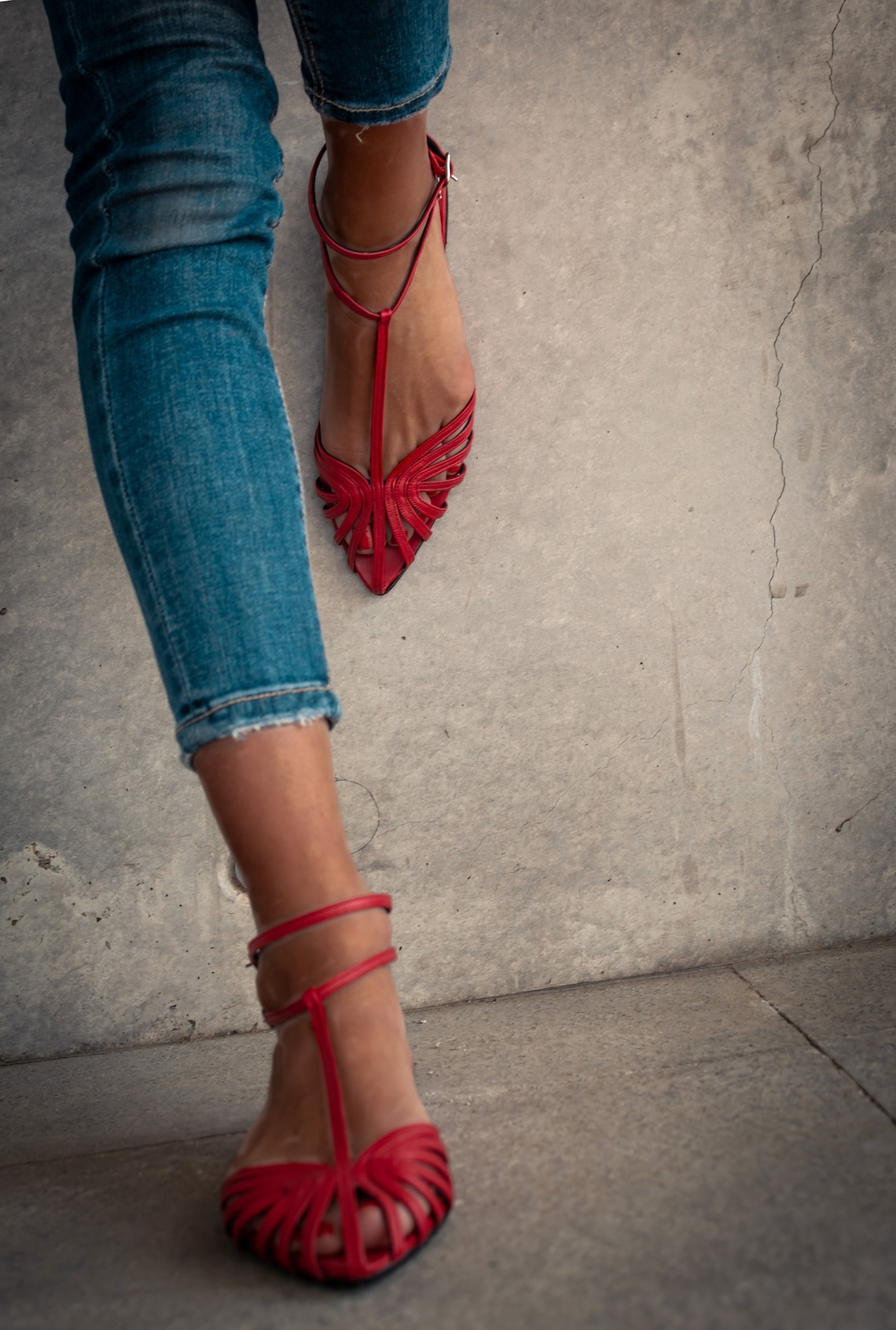 Red Leather Ballet Flat handcrafted Premium Women Shoes - Etsy