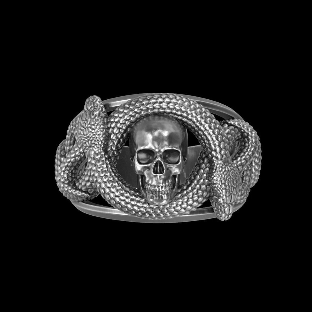 Double Headed Snake Skull Ring Handcrafted 925 Sterling - Etsy