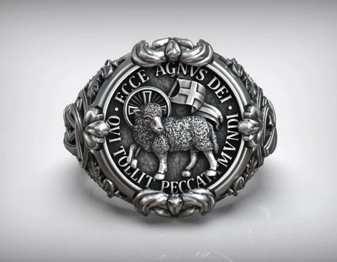 Lamb of God Men Ring Silver Signet Ring for Men Agnus Dei - Etsy
