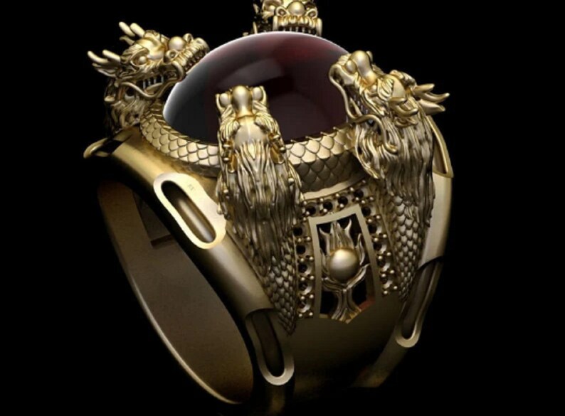 14k Yellow Gold Over Dragon Ring Antique Dragon Ring Men - Etsy