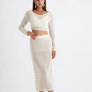 Beach Wear, Beach Dress, Festival Dress, Two Piece Outfit Set, Mesh Top ...