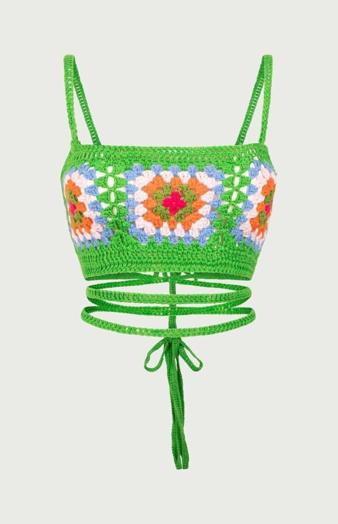 Crochet Top, Crochet Patchwork Top, Crochet Crop, Green Crochet Top ...