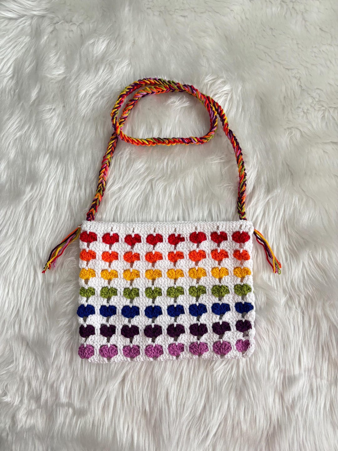 Custom Pride Flag Crochet Bag – Handmade Heart Motif Shoulder Purse - Etsy