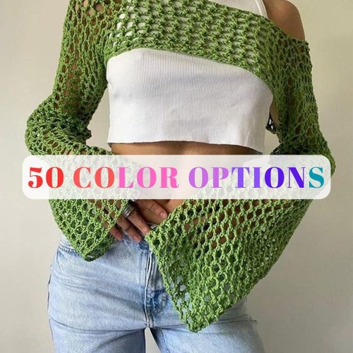 Crochet Fishnet Crop Handmade Fishnet Bolero Crochet Long - Etsy