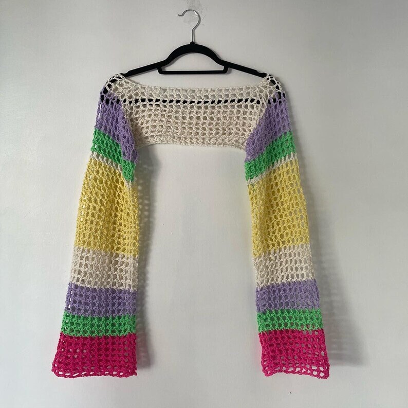 Y2k Crochet Knitted Crop Top Hollow Out Fishnet Jumper Smock - Etsy