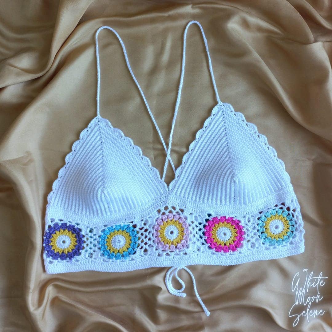 Colourful Crochet Top, Crochet Festival Top, Bustier, Crochet Brallette ...