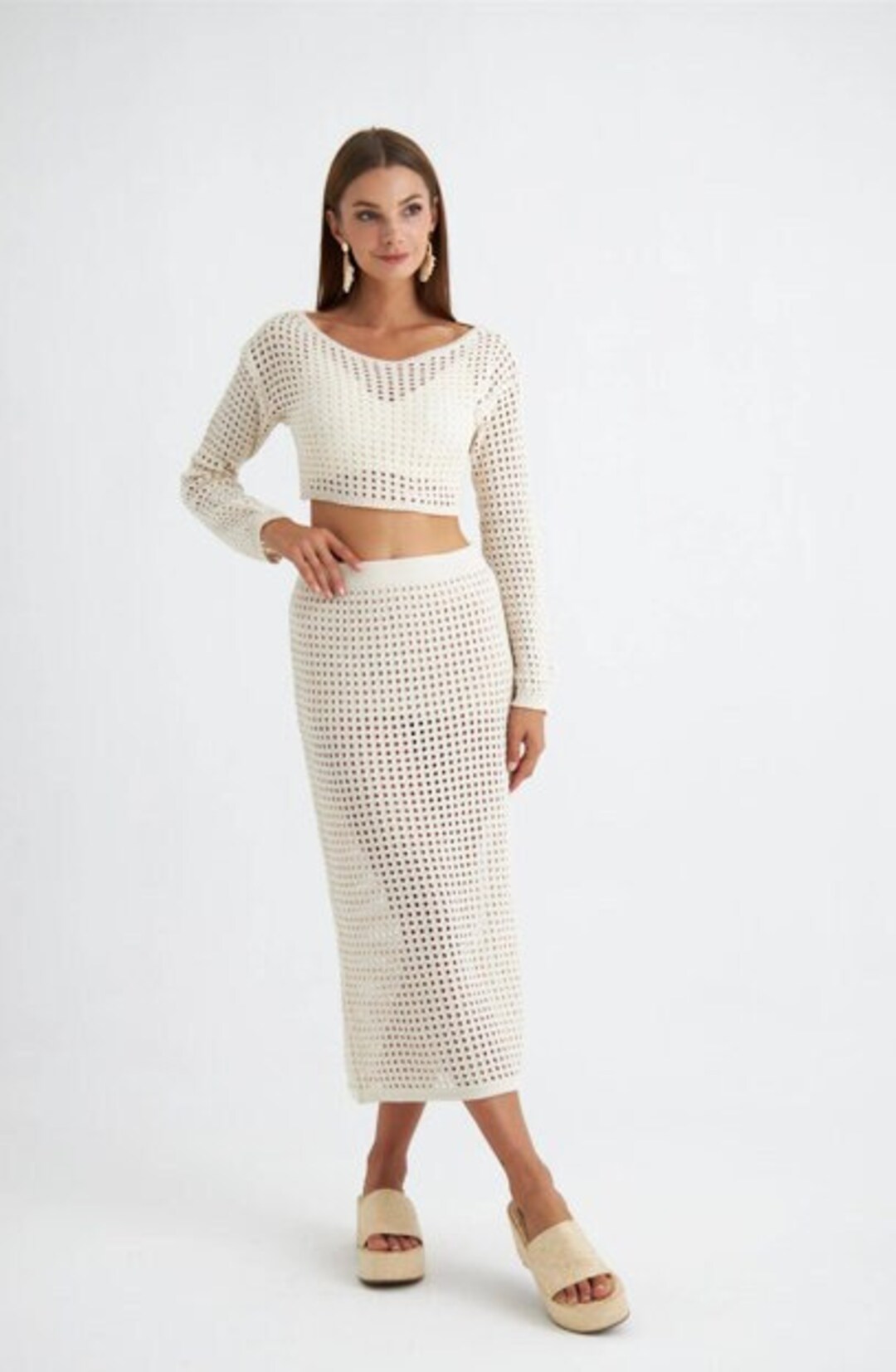 Beach Wear, Beach Dress, Festival Dress, Two Piece Outfit Set, Mesh Top ...