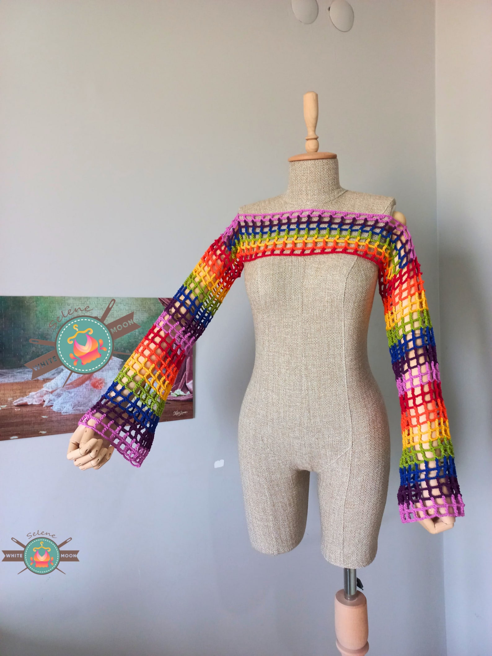 Y2k Crochet Pride Shrug Rainbow Hollow Out Fishnet Jumper - Etsy