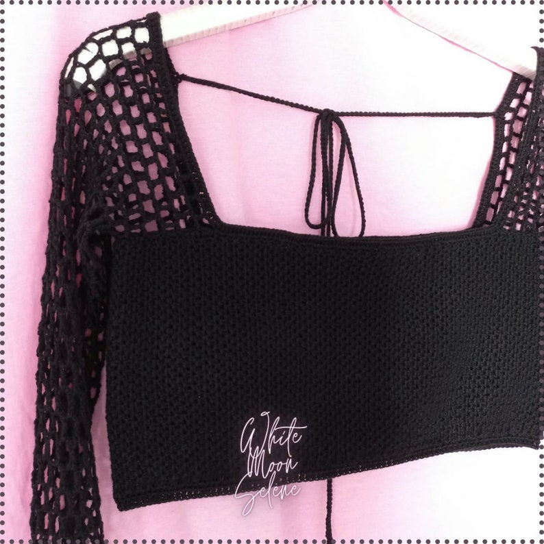 Y2k Crochet Knitted Crop Top Hollow Out Fishnet Jumper Smock - Etsy