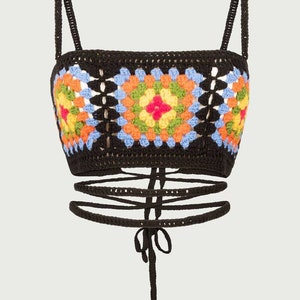 Crochet Top, Crochet Patchwork Top, Crochet Crop, Green Crochet Top ...