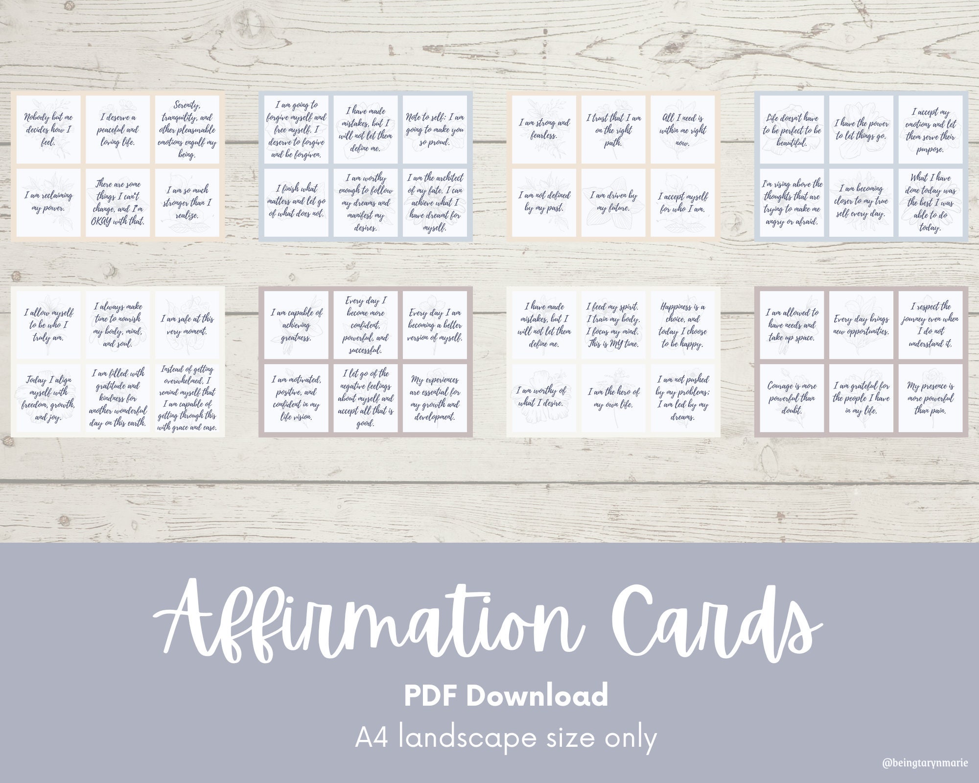 48 Affirmation Cards | Printable Motivation Cards | Positive ...
