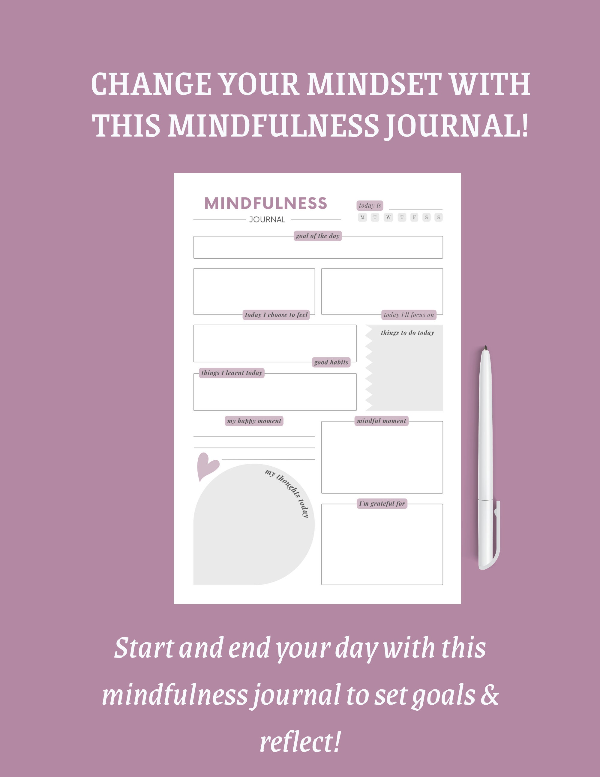 Mindfulness Journal | Growth Mindset | Mental Health Journal | Anxiety ...