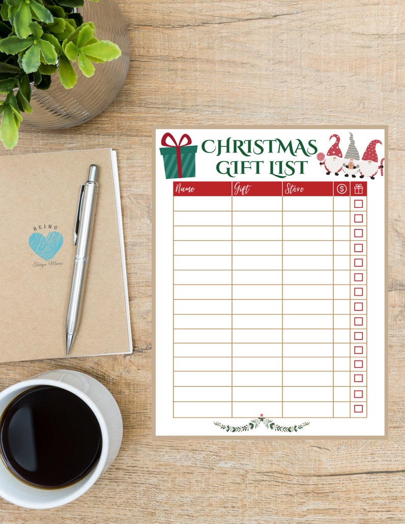 Christmas Gift List | Printable Christmas Gift List Tracker | Holiday ...