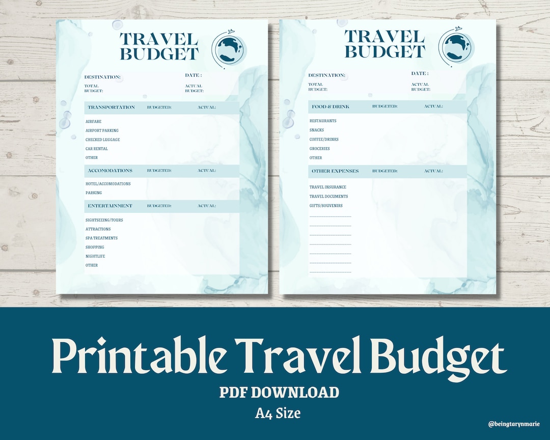 Printable Travel Budget Worksheet | Vacation Budget Planner | Travel ...