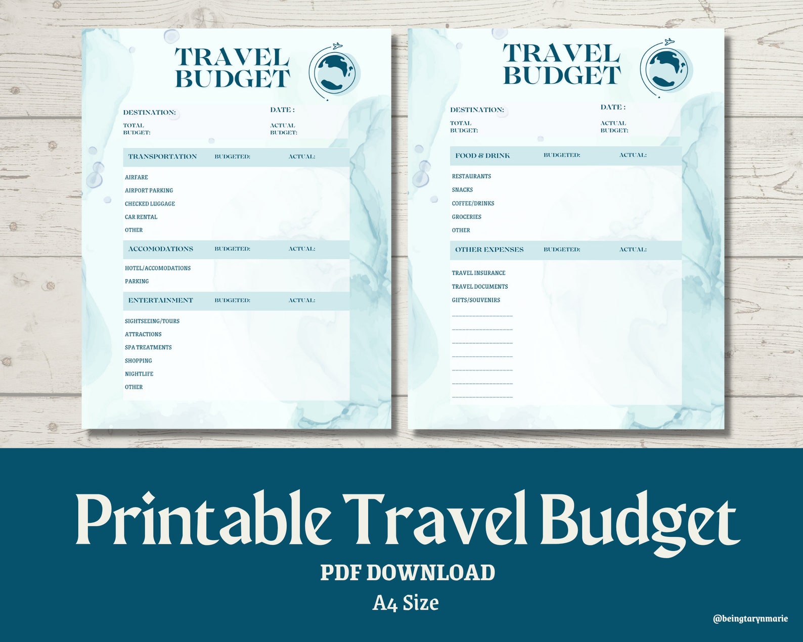 Printable Travel Budget Worksheet | Vacation Budget Planner | Travel ...