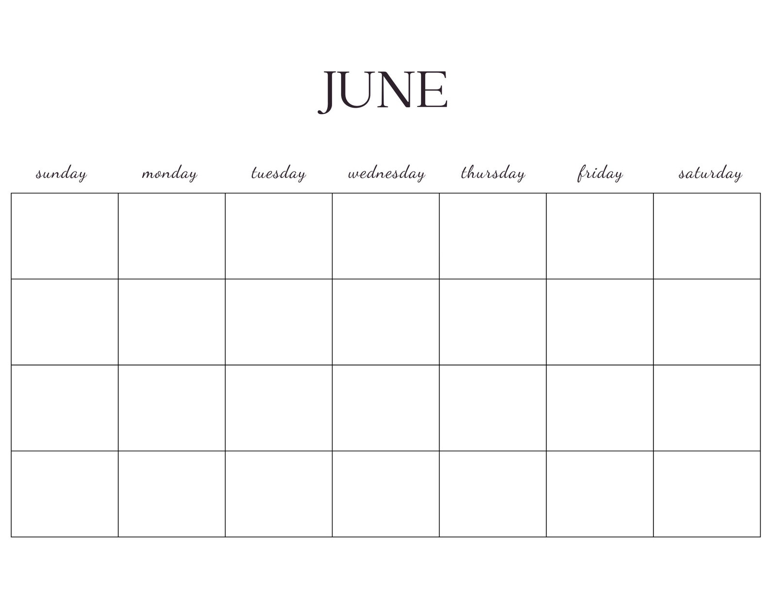 Blank Monthly Calendar Printable PDF Blank Calendar Monday Etsy Blank Monthly Calendar Printable PDF Blank Calendar Monday Etsy