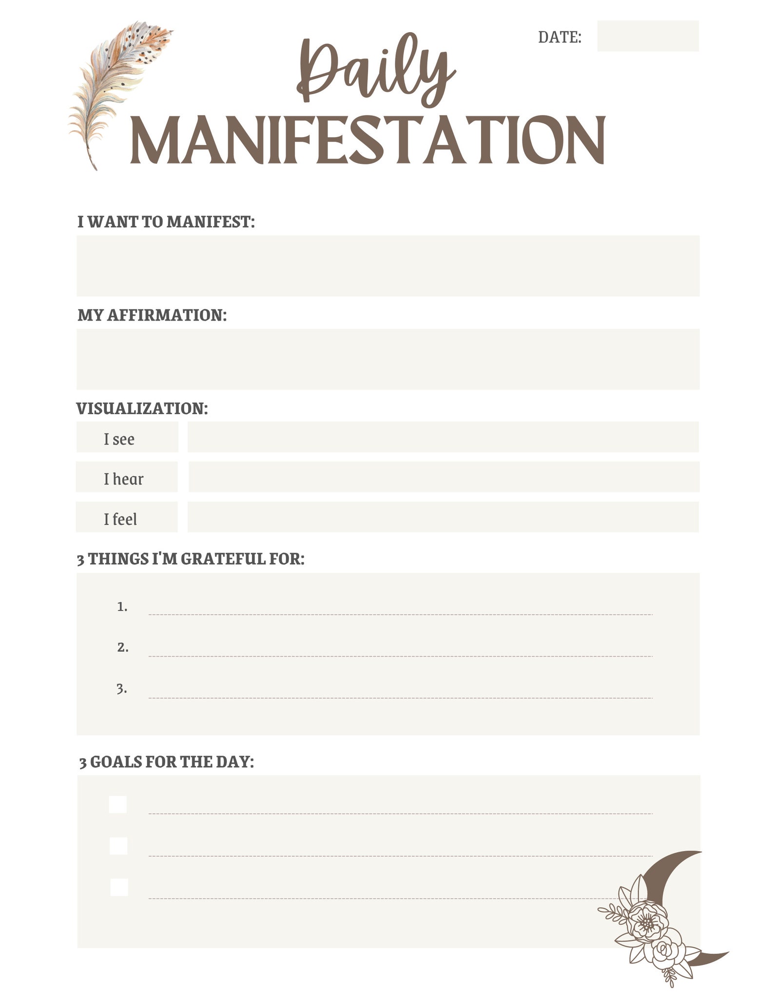 Daily Manifestation Journal | Printable Manifesting Journal ...