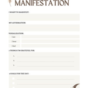 Daily Manifestation Journal | Printable Manifesting Journal ...