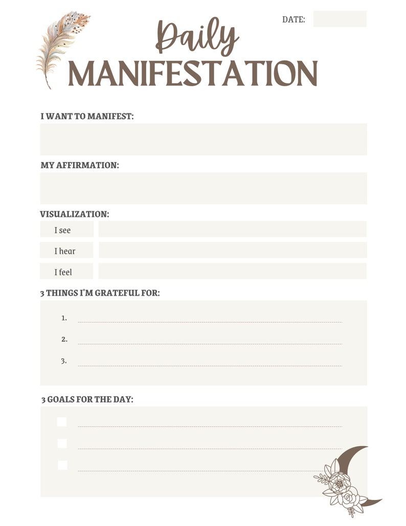 Daily Manifestation Journal | Printable Manifesting Journal ...