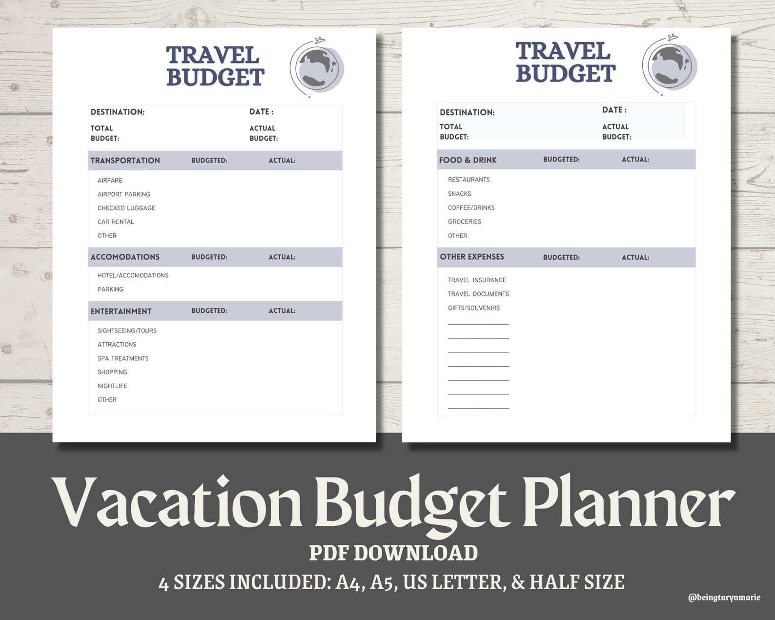 Vacation Budget Planner | Printable Travel Budget Worksheet | Travel ...