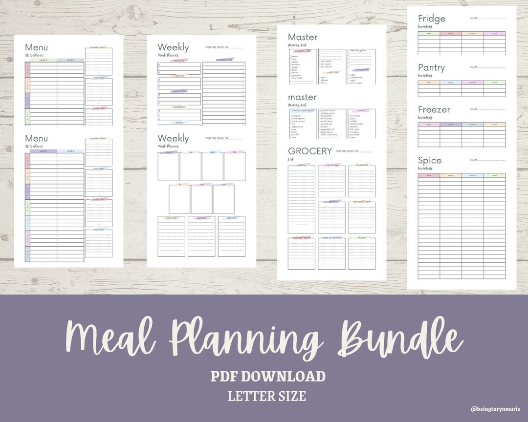 Meal Planning Printable Meal Planning Templates Meal - Etsy