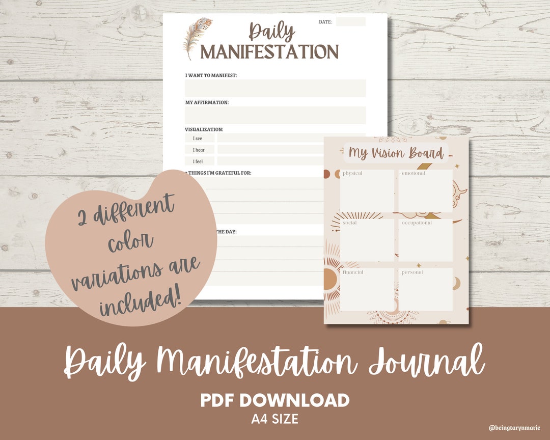 Daily Manifestation Journal | Printable Manifesting Journal ...