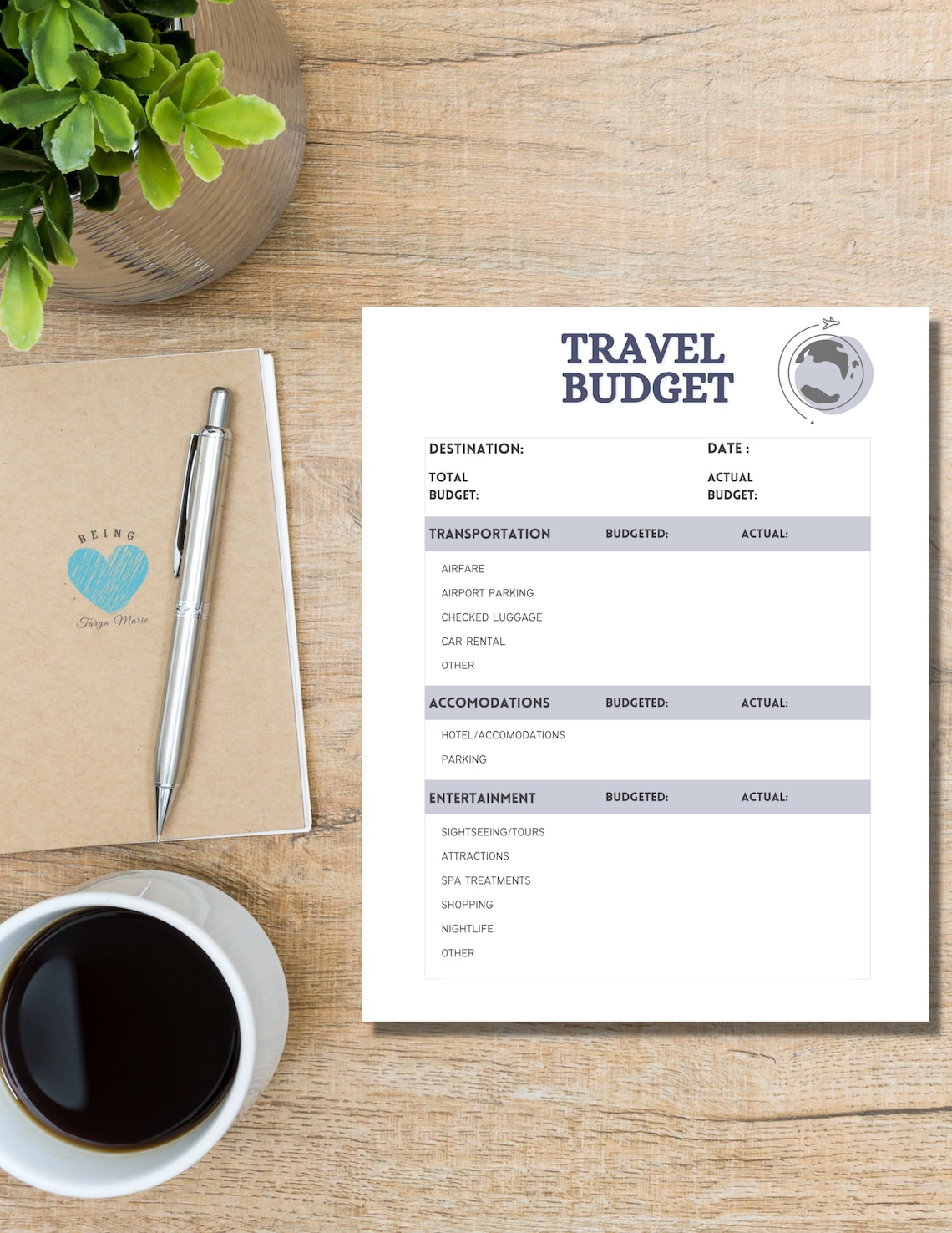 Vacation Budget Planner | Printable Travel Budget Worksheet | Travel ...