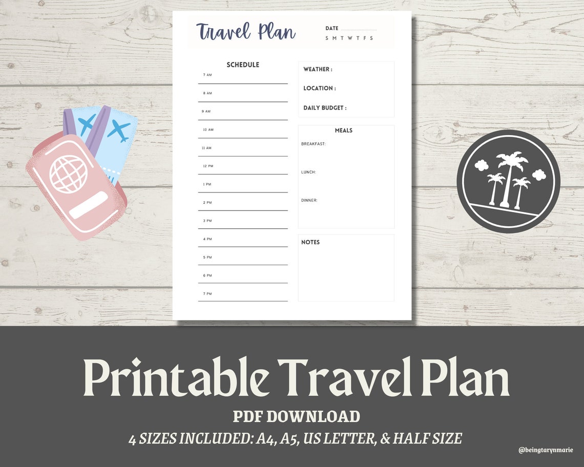 Printable Vacation Itinerary Printable Travel Planner - Etsy