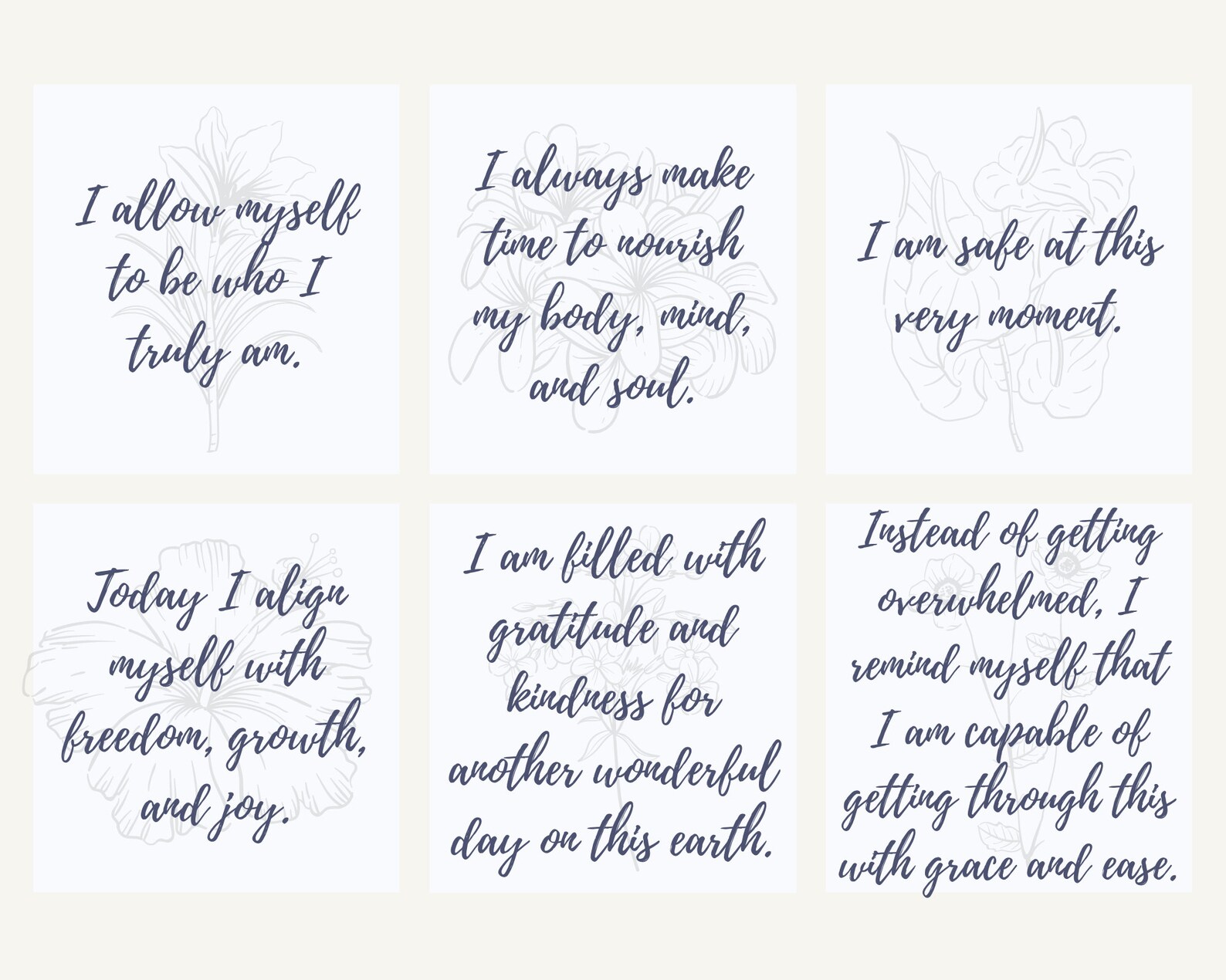 48 Affirmation Cards Printable Motivation Cards Positive Affirmation ...