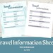 Travel Information Sheets Printable Travel Info Trackers Travel Planner Trip Planner Vacation ...