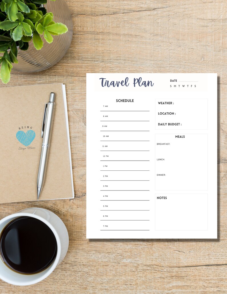 Printable Vacation Itinerary | Printable Travel Planner | Travel ...