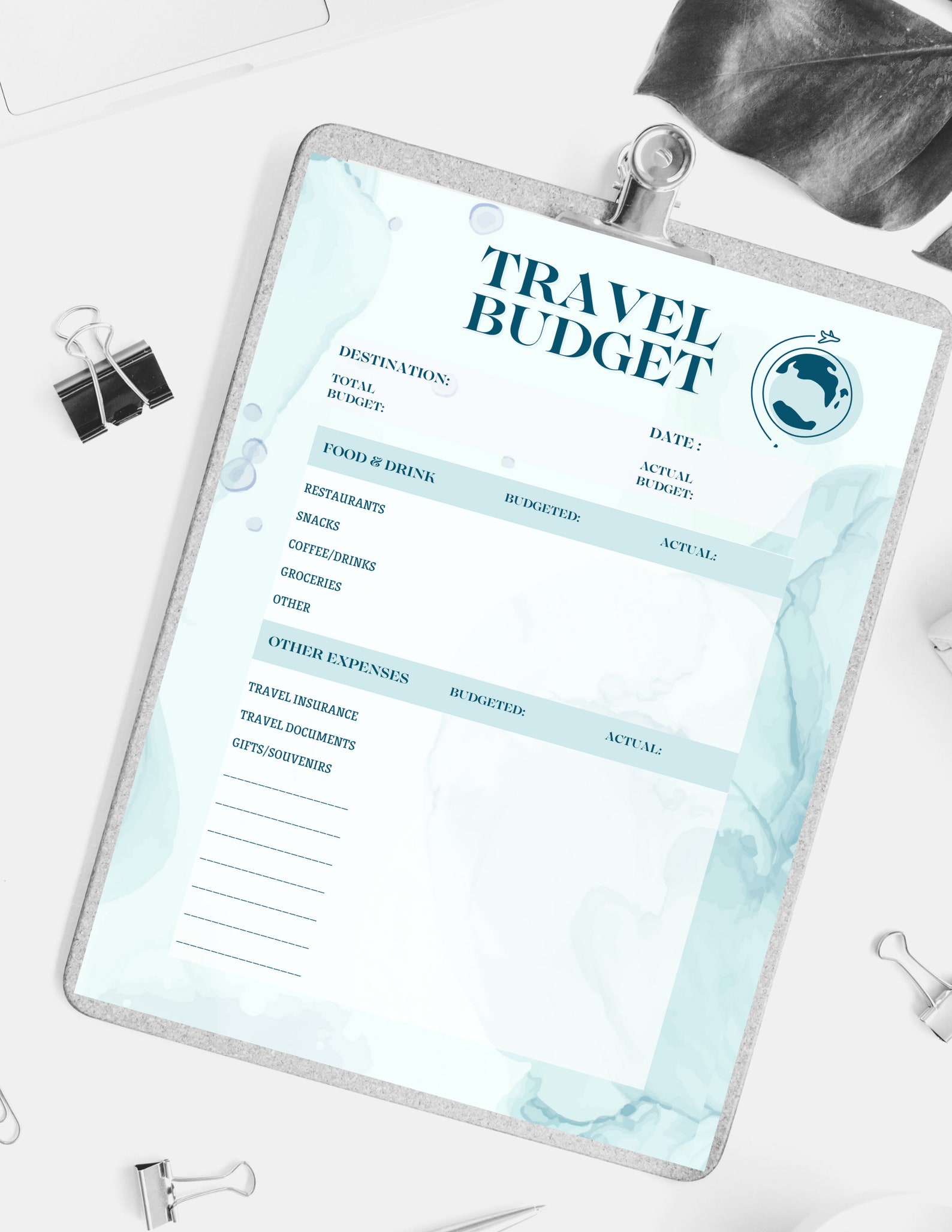 Printable Travel Budget Worksheet | Vacation Budget Planner | Travel ...