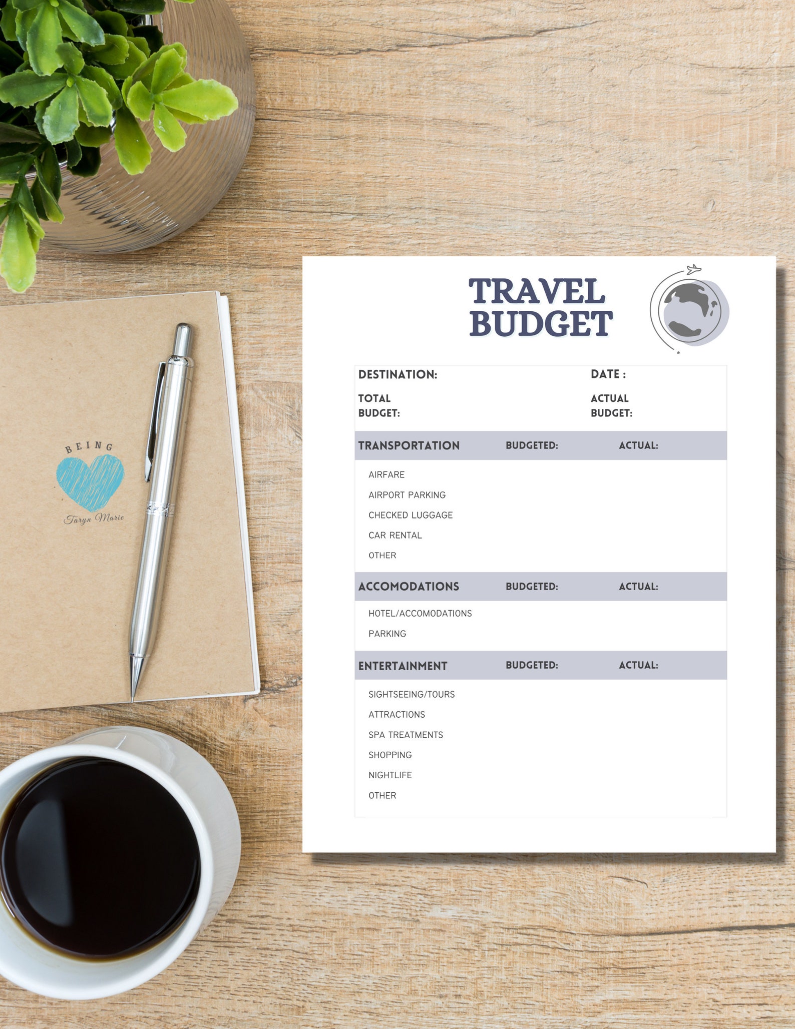 Printable Travel Budget Worksheets | Vacation Budget Planner | Travel ...