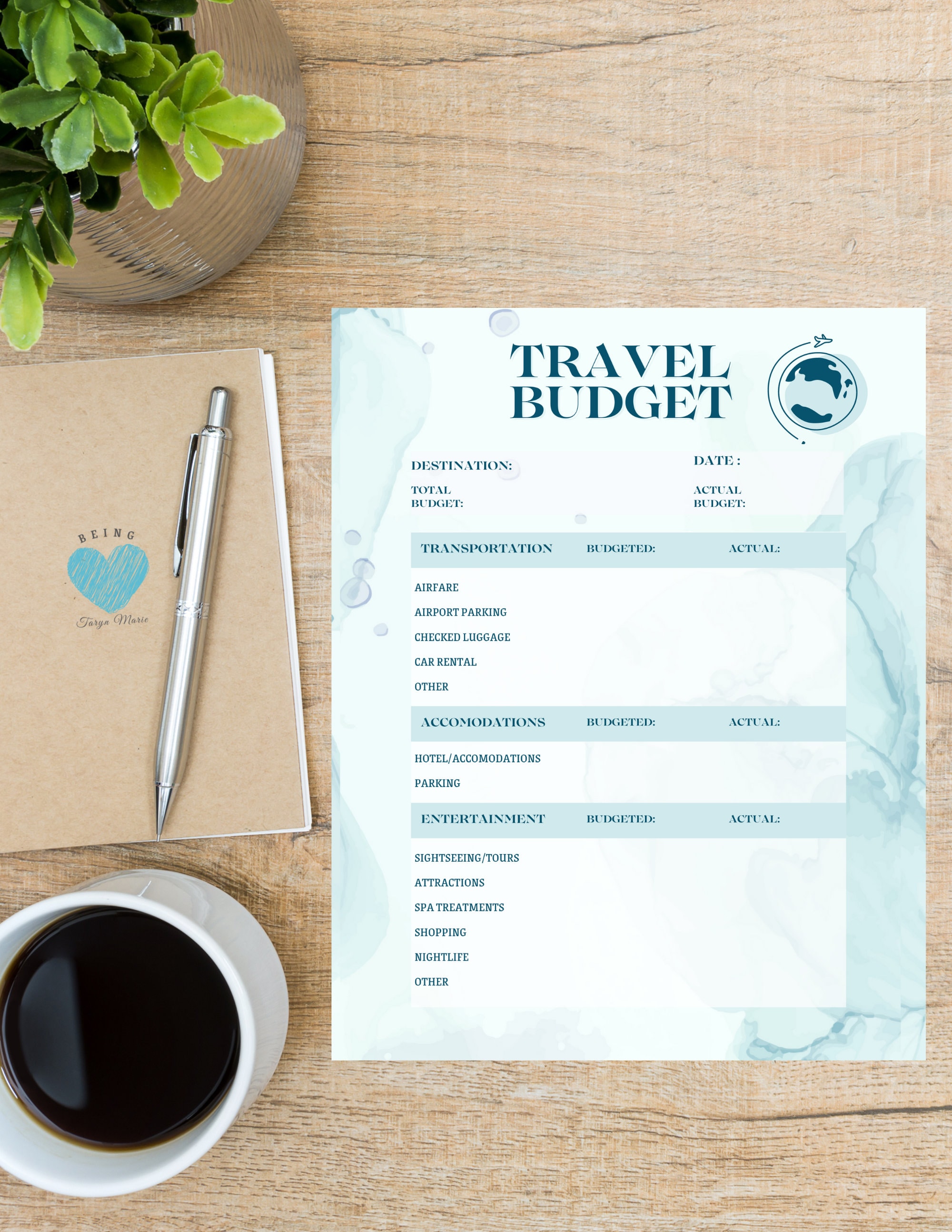 Printable Travel Budget Worksheet | Vacation Budget Planner | Travel ...
