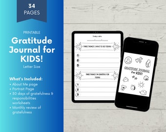 Gratitude Journal for Kids Whale & Friends, Daily Journal Prompts, 10 ...