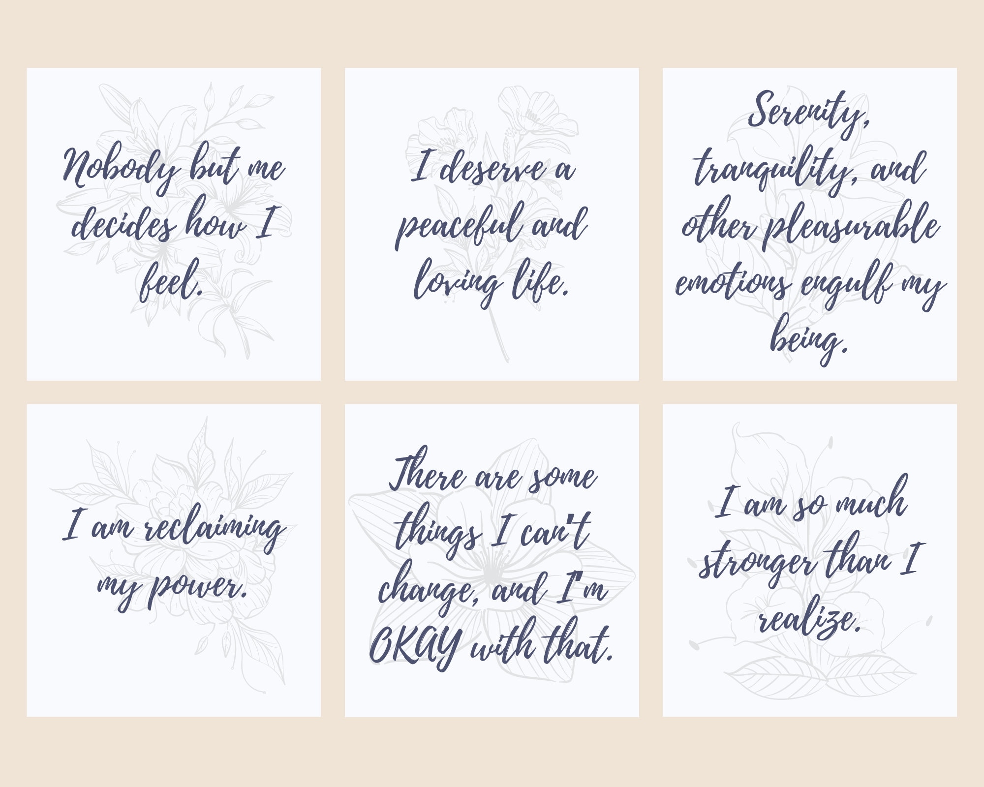 48 Affirmation Cards Printable Motivation Cards Positive Affirmation ...